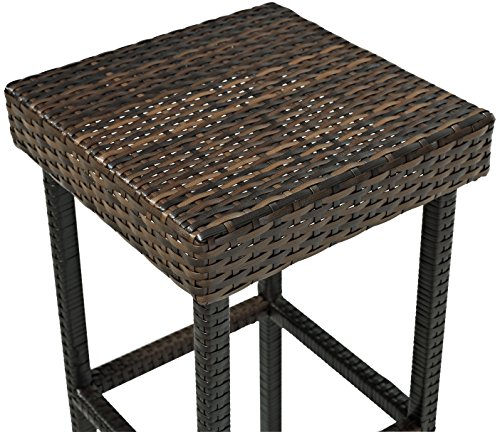 Crosley Furniture Palm Harbor 3-Piece Wicker Outdoor Bar Set with Two Stools for Backyard, Patio, Deck, Balcony, Brown