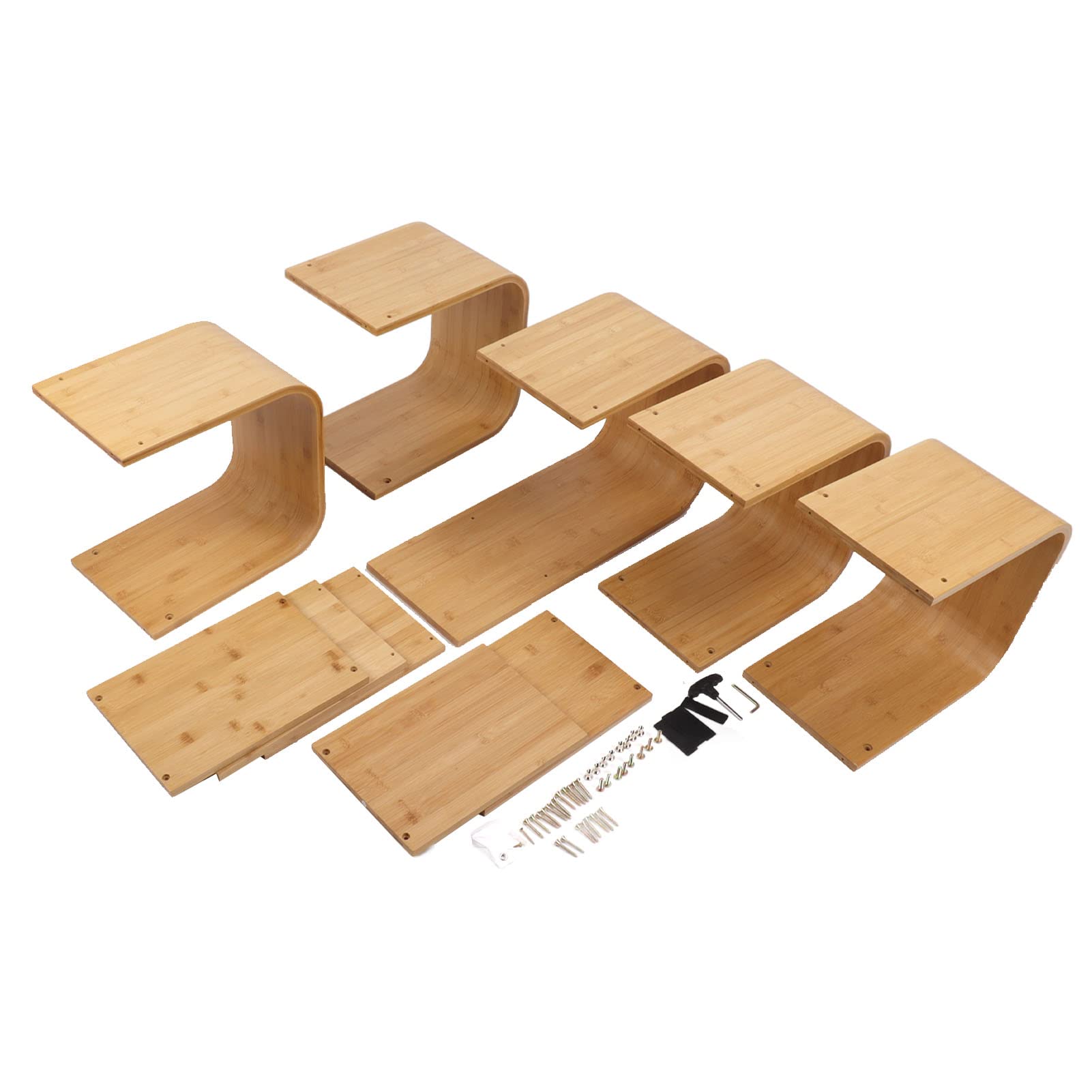 Colossaln Elegant Design White Painted S Shape Bookcase Standing Wooden Shelving Unit Home Office Decorational (5 Tier)
