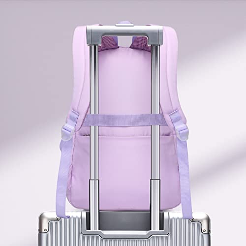 Caran·Y Kids Backpack Girls and Boys Classic School Backpack Light Weight Two Size Multi-pocket L-Purple Suitable for ages 6+ and above(Purple)