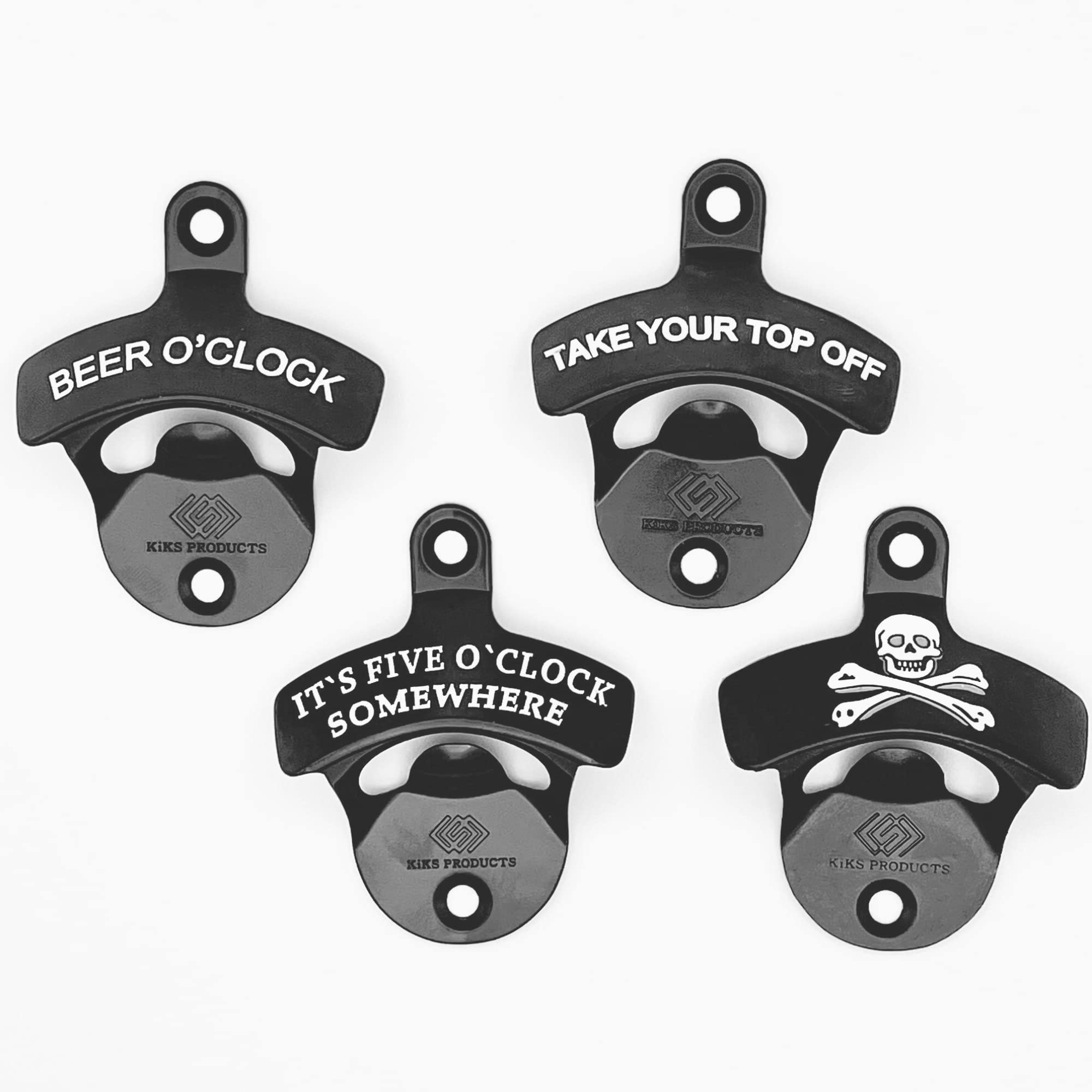 Bottle Opener Wall Mounted - Beer O'Clock Design Bottle Opener - Cool & Funny Wall Bottle Opener - Perfect for Men, Your Dad or Boyfriend & Beer Lovers - Durable Black Wall Mounted Beer Accessories