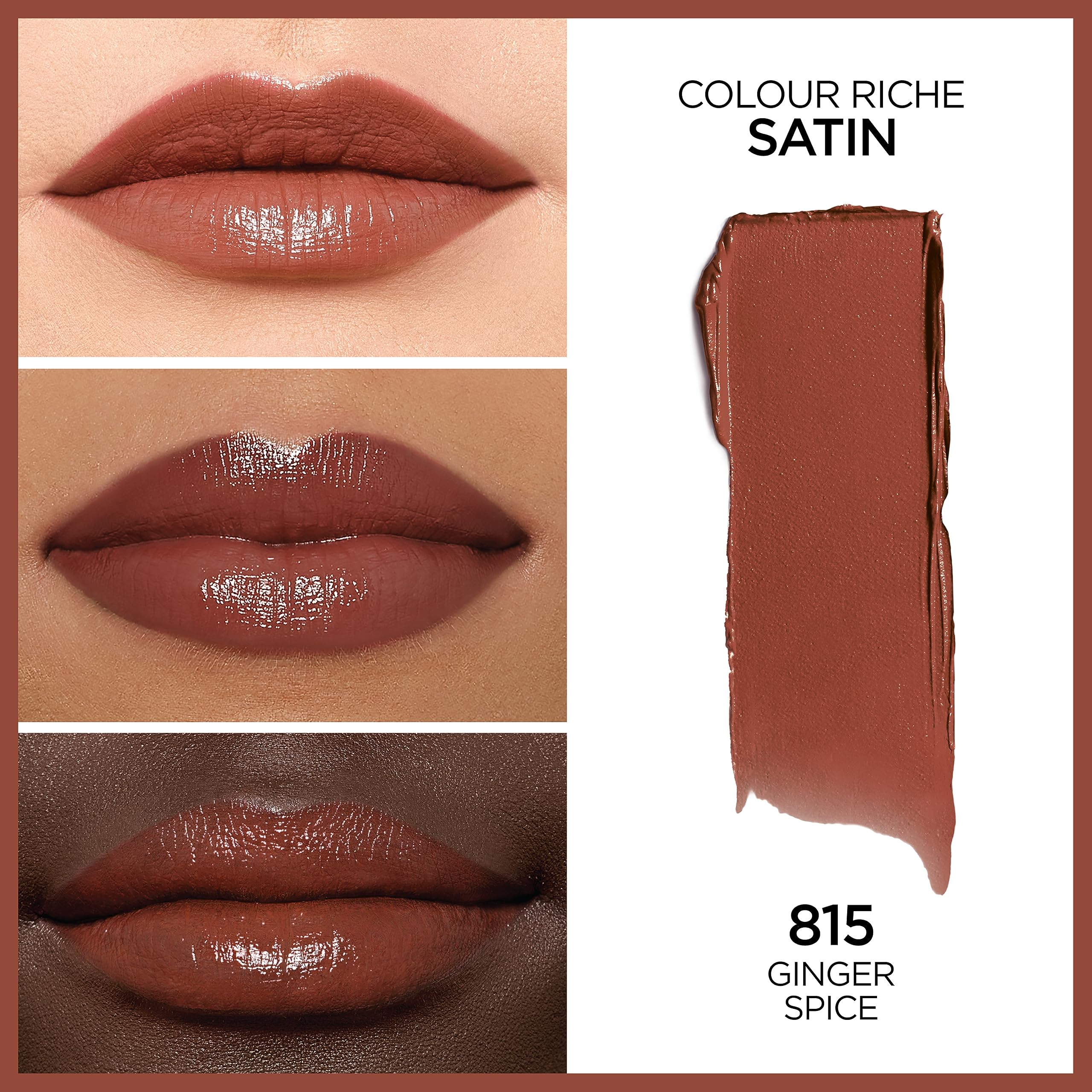 L’Oréal Paris Colour Riche Original Creamy, Hydrating Satin Lipstick with Argan Oil and Vitamin E, Ginger Spice , 1 Count
