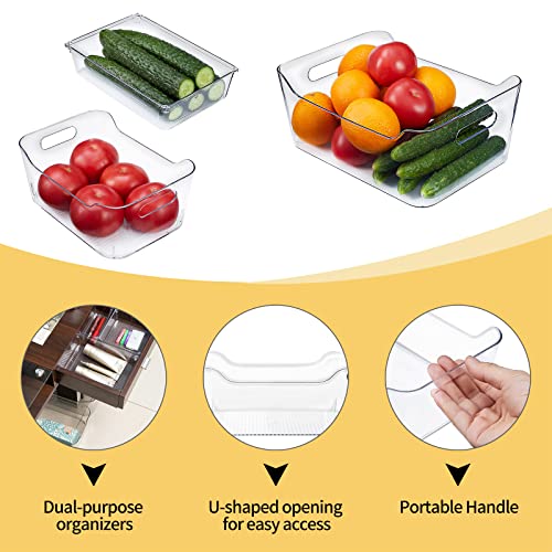 DWGuliho Refrigerator storage bin, Set of 9 Kitchen Storage Containers, Clear Fridge Organizer,Multi-use Clear storage bin for Cabinet, Bathroom, Vanity Room