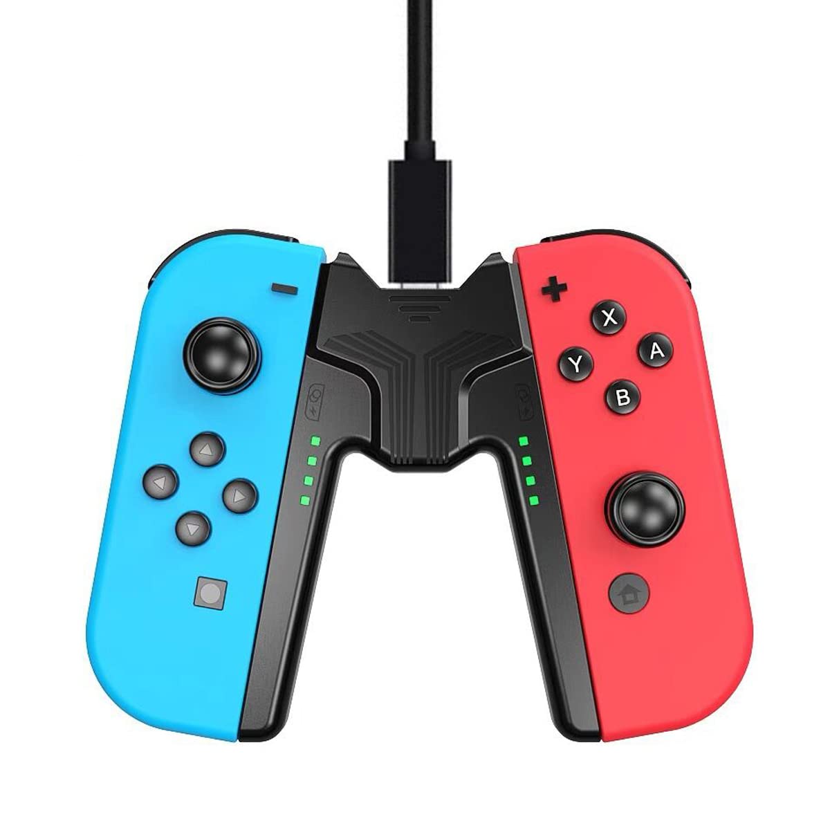 AreMe Joy-Con Charging Grip for Switch/Switch OLED, Comfort Joycon Grip Controllers Portable V-Shaped Handle with USB-C Cable (Ordinary Version)