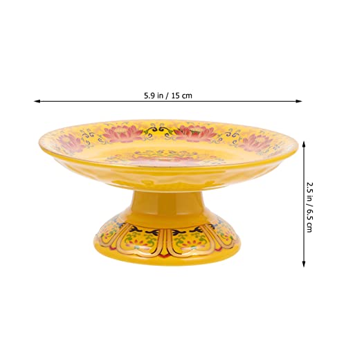 Buddhist Plate Offering Bowls Tray: Fruit Tray Food Dessert Snack Blessing Fruit Tray Ceramics Bowl for Altar Use Rituals Incense Smudging Decoration