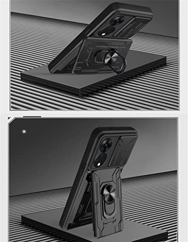 CCSmall for Oppo Reno8 T 5G Case with Slide Camera Cover, Heavy Duty Protective with Ring Kickstand & Card Holder Cell Phone Case for Oppo Reno8 T 5G LJK Red