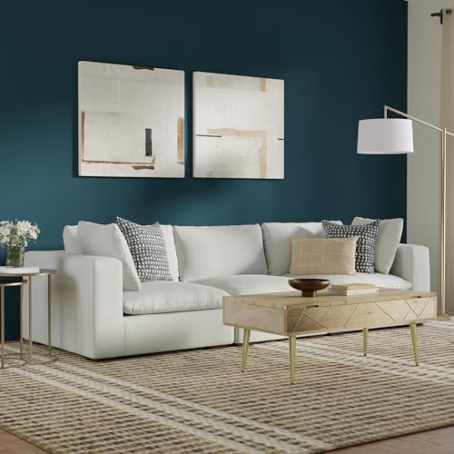 SIMPLIHOME Jasmine 3-Seater Modular Sofa in Velvety Chenille Polyester-Blend Performance Fabric, Cloud Grey, 125-inches Wide, Handcrafted Contemporary-Style Couch for Living Room