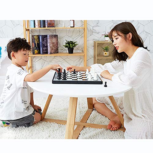 DWQ Standard Magnetic Chess Set Portable Foldable Chess Board Black and White International Chess,Puzzle Games for Adults Kid Beginners Professional Competition (Size : Small)