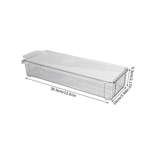 FTVOGUE Clear Plastic Organizing Bin Large Capacity Storage Organizer for Kitchen Fridge Pantry Organization(5.5cm Height), Storage Box Storage Box