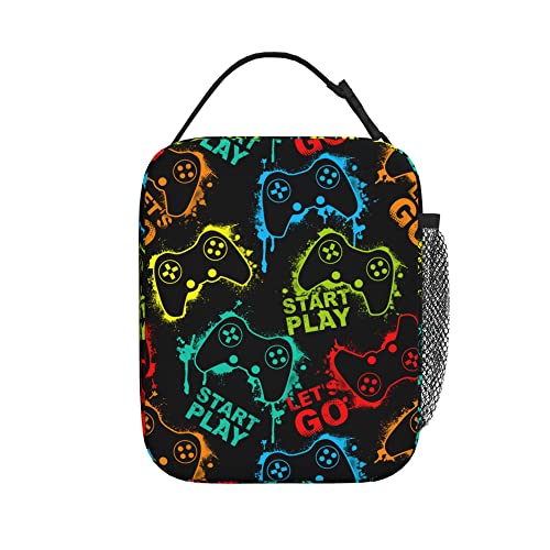 FUABJPOI Video Game Controller Insulated Lunch Bag - Reusable Lunch Box - Portable Lunch Tote For Women Men And Kids