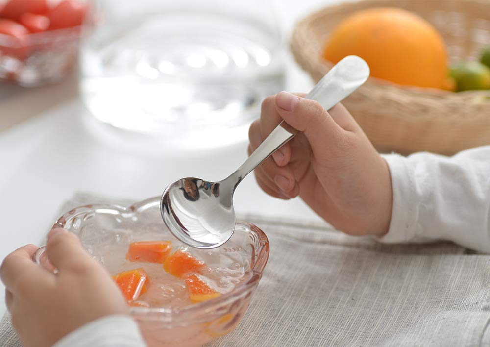 WEKTUNAA Stainless Steel Child Toddler Flatware Set, Kids Fork Knife Spoon, Mirror Polished, Steel Utensils for Toddler and Child