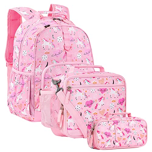 Choco Mocha 15inch Unicorn Backpack + Lunch Bag+ Pencil Bag