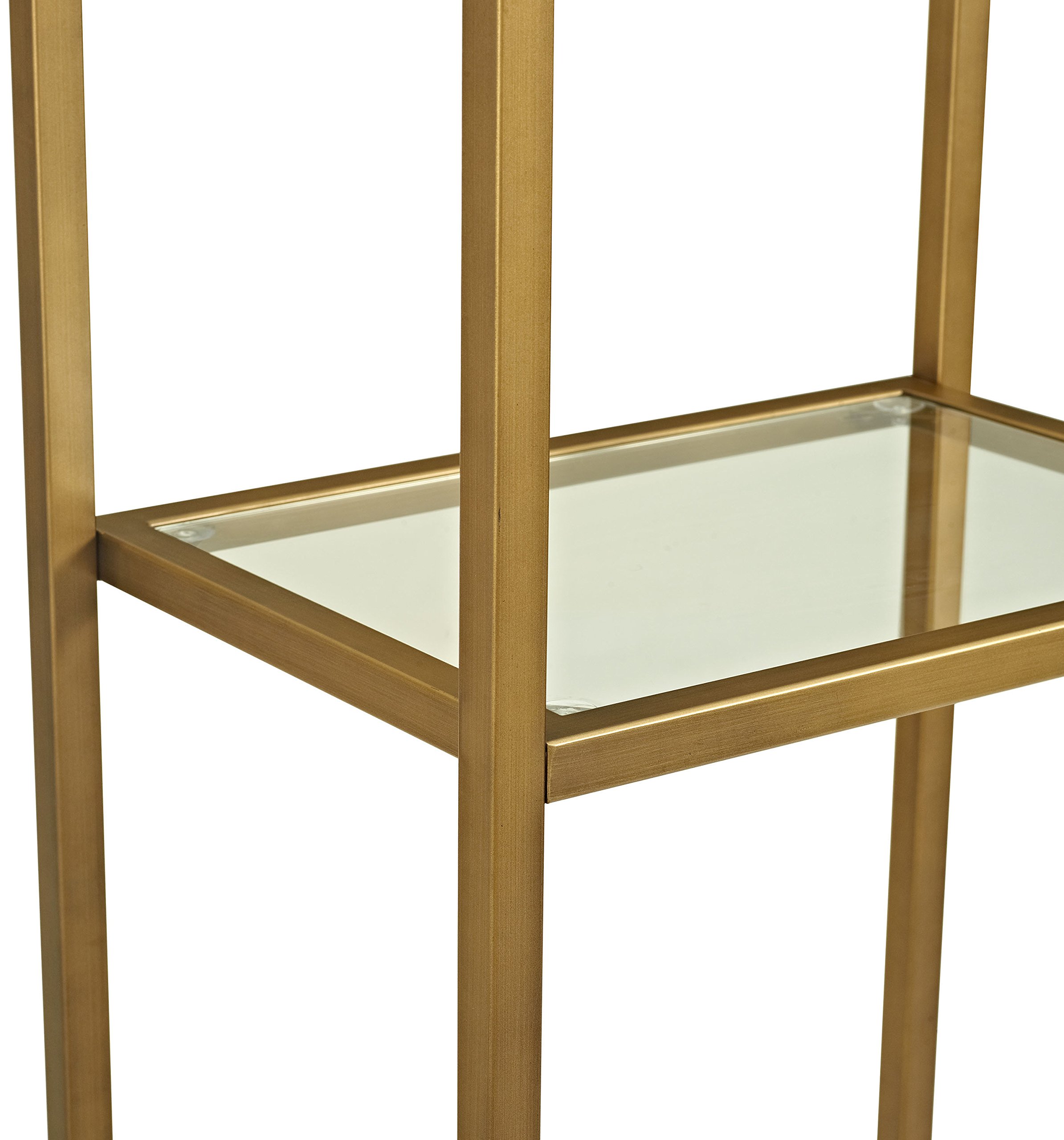 Crosley Furniture Aimee Narrow Bookshelf with Glass Shelves, Bookcase Storage, Gold and Glass