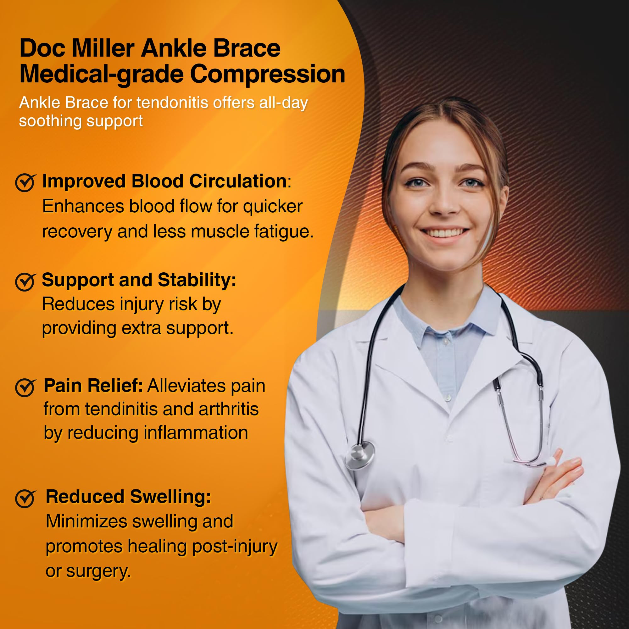 Doc Miller Foot Compression Sleeves for Plantar Fasciitis, Achilles Tendonitis, Heel & Arch Pain Relief, Best Nano Socks for Neuropathy Relief, for Men & Women, Stabilizing Toeless Design (Black, X-Large)