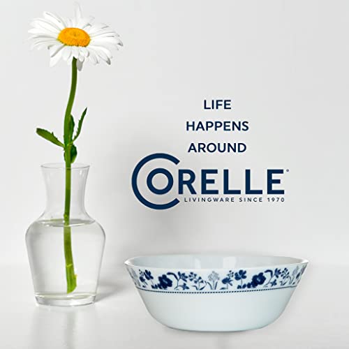 Corelle Everyday Expressions 4-Pc Soup/Cereal Bowls Set, Service for 4, Durable and Eco-Friendly 18-Oz Bowls, Higher Rim Glass , Microwave and Dishwasher Safe, Rutherford