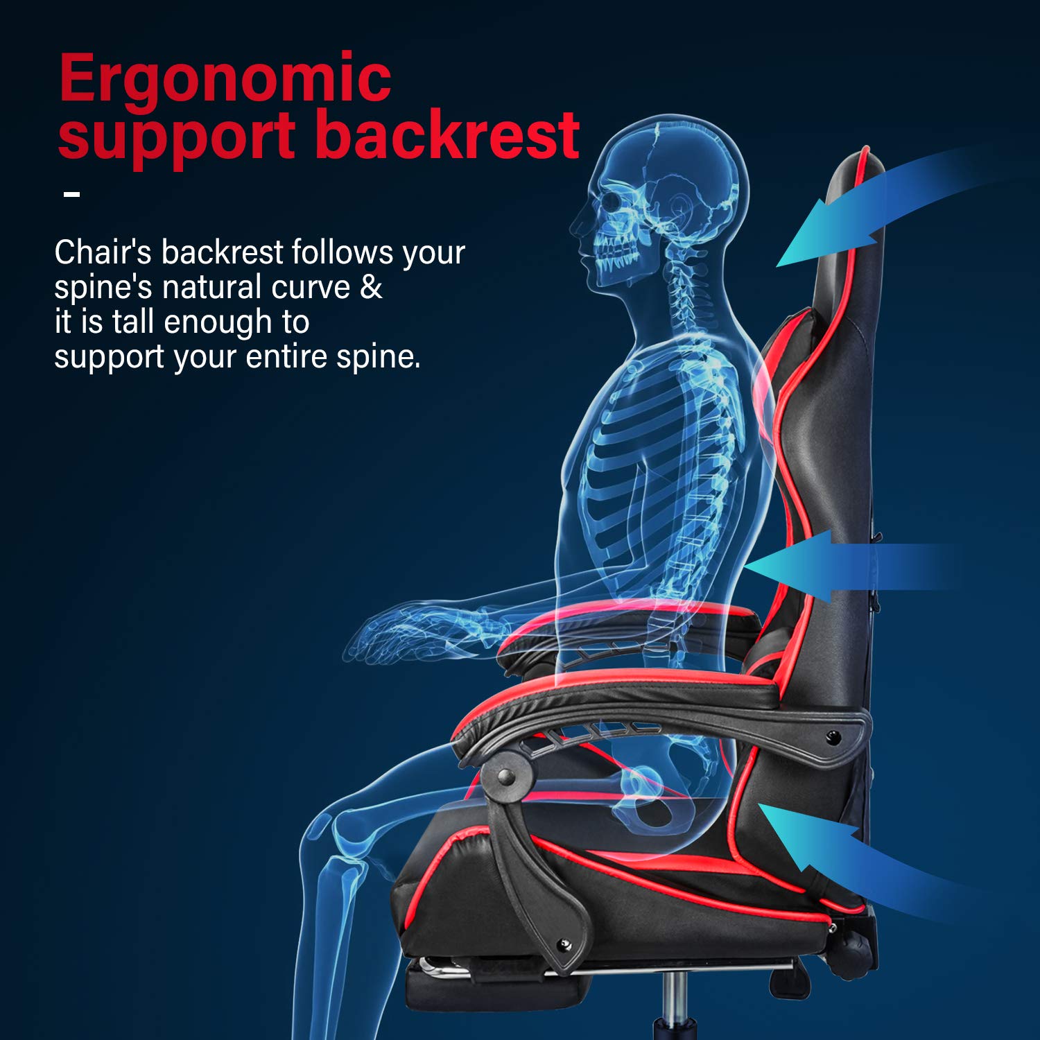 Gaming Chair,Ergonomic Office Chair,High Back Computer Chair,Adjustable Swivel Leather Desk Chair,Mesh Task Chair with Headrest and Lumbar Support