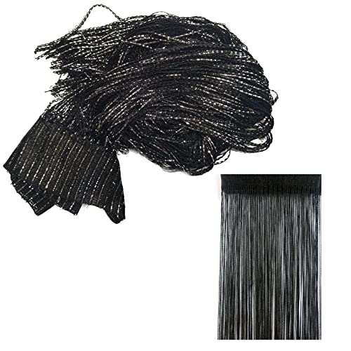 DLD String Curtains Beaded Door Curtain,Curtains Panel Divider Window Door Fly Screen for Door Wall and Window Decoration,200cm x 100 cm(200cm*100 cm,Black)