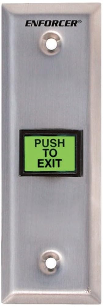 Seco-Larm SD-7103GC-PTQ Enforcer Slimline Illuminated RTE Plate with Built-in Timer, Square Illuminated Push Button with Caption "PUSH TO EXIT", Long-life green LED 12/24 VAC/VDC (~35,000hr)