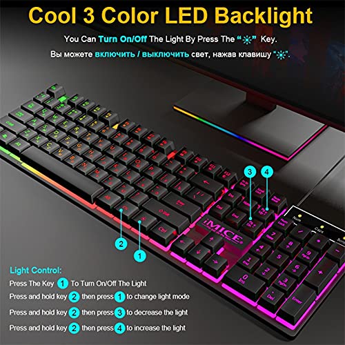 Gaming Keyboard Wired Gamer keyboards With RGB Backlit 104 Rubber Keycaps