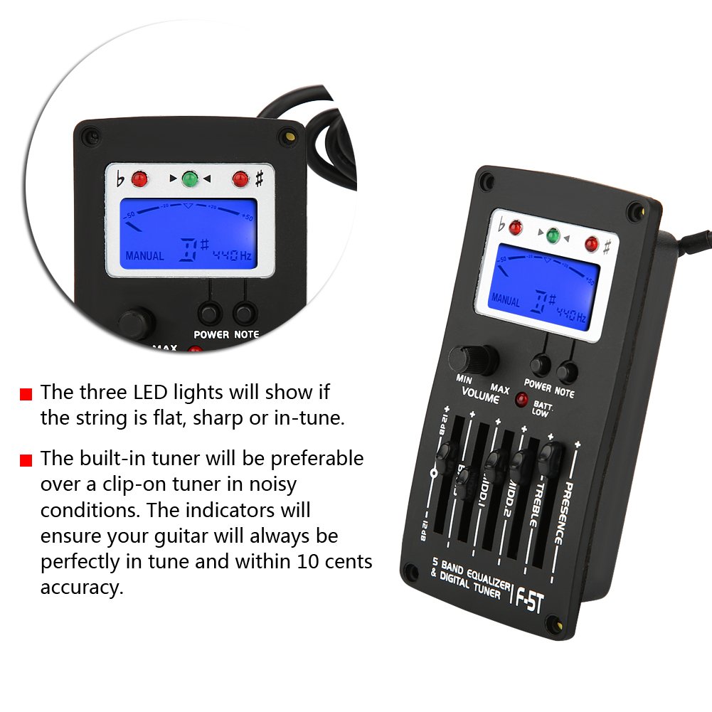 F-5T 5Band Equalizer Digital Tuner Pickup for Electric Acoustic Classic Guitar