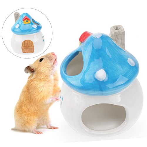 COLLBATH Mushroom Ceramic Nest Bath Animal Cage - Chinchilla Cage Accessories Hamster Accessories for Cages Small Animal Cage Accessories Pet Supply Small Animals House Red