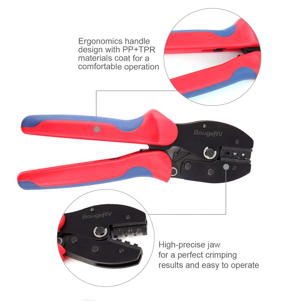 BougeRV Solar Wiring Kit, 6 Pair Solar Connectors and 1 Pair 20 Feet Solar Cable and 1 Pair Solar Panel Cable Spanner Tool and 1 PCS Solar Panel Cable Connector Crimper Tool for Solar Panel