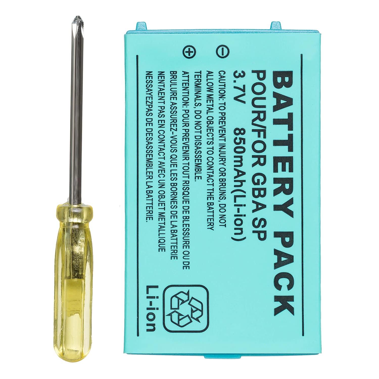 GMRBOO 850mah 3.7V Rechargeable Lithium Ion Replacement Battery for Nintendo GBA Sp + Tool Pack Kit Compatible for Nintendo GBA SP