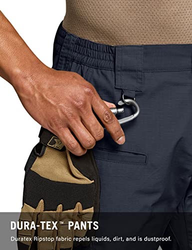 CQR Men's Tactical Pants, Water Resistant Ripstop Cargo Pants, Lightweight EDC Work Hiking Pants, Outdoor Apparel, Duratex Police Navy, 28W x 30L