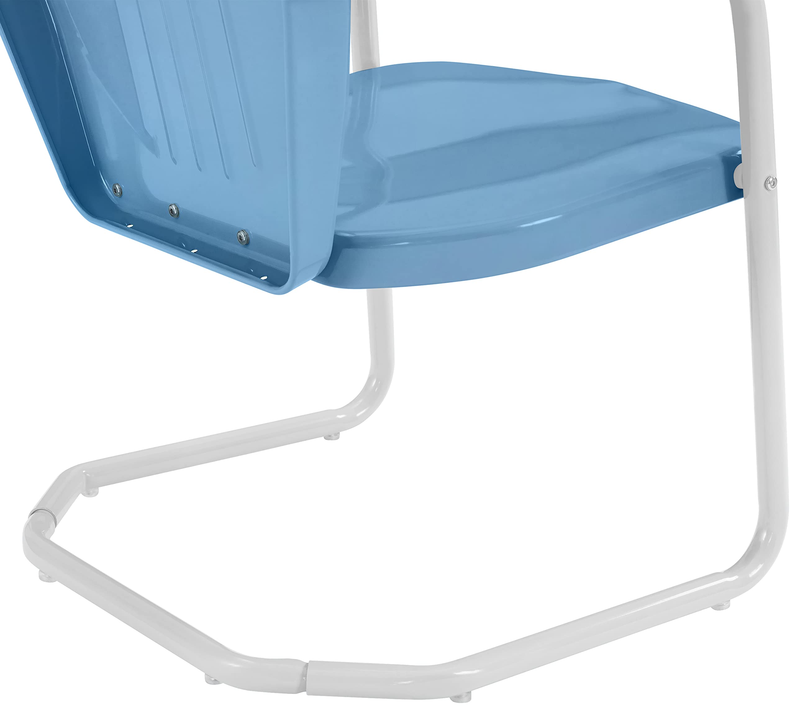 Crosley Furniture Griffith 3-Piece Outdoor Bistro Set, Retro Metal Patio Table and Chairs for Dining, Porch, Sky Blue Gloss and White Satin