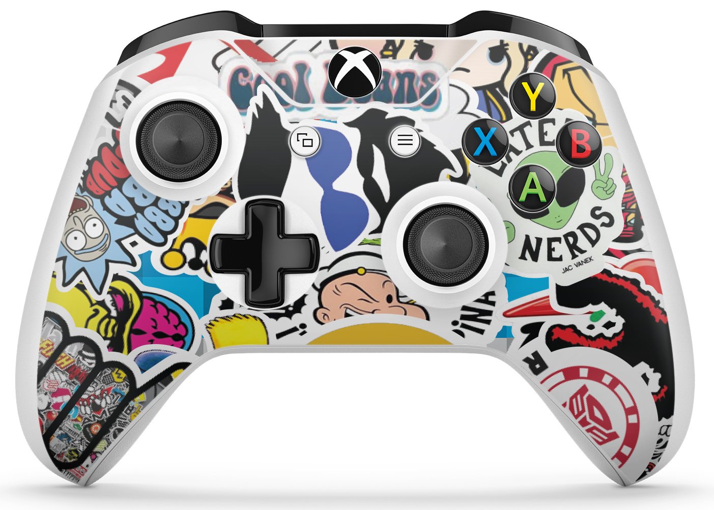 GNG Stickerbomb Skin Decal Sticker Compatible with Xbox One S Console + 2 Controller Skins