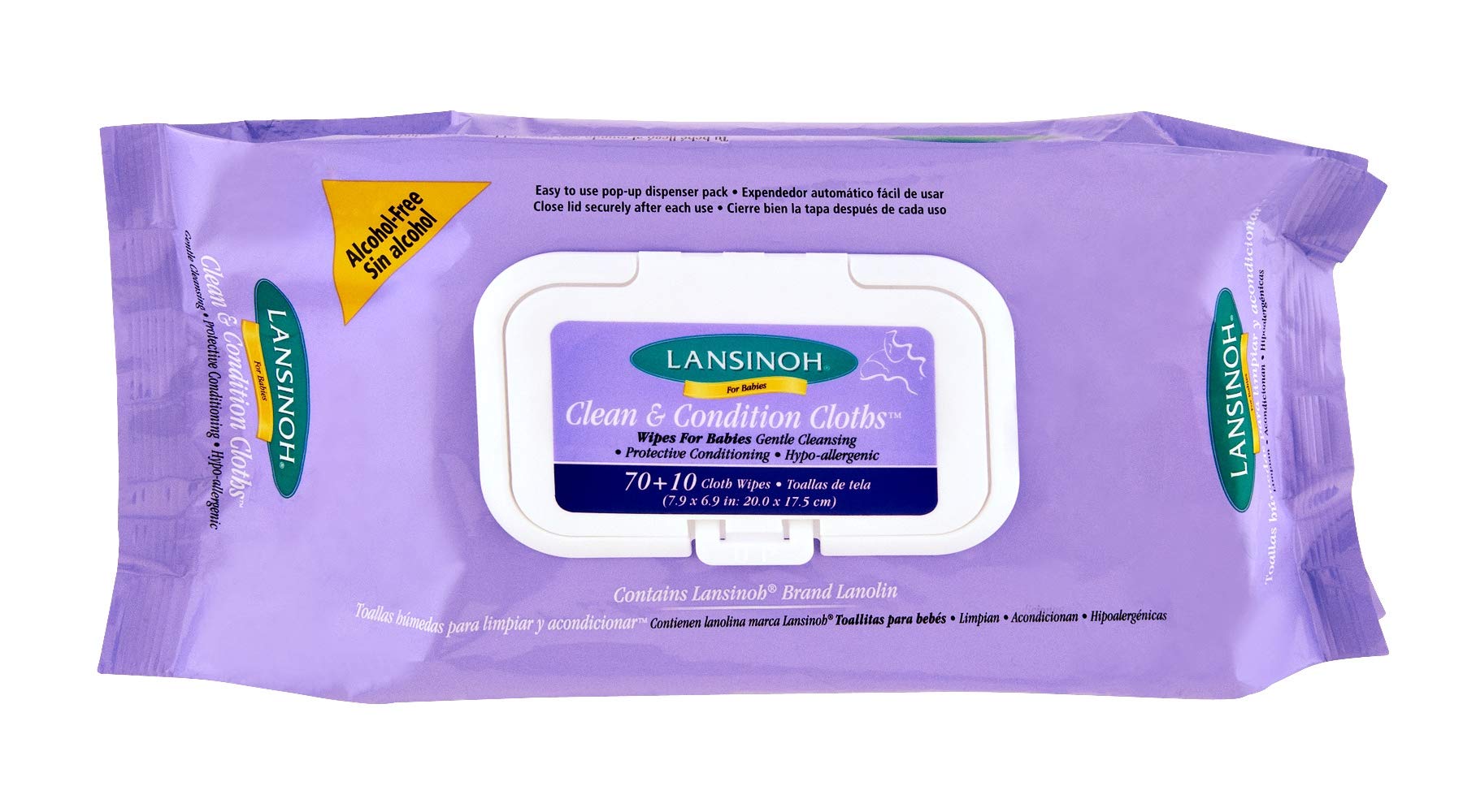Lansinoh Clean & Condition Cloths, 70+10-Count Value Pack (Pack of 5)
