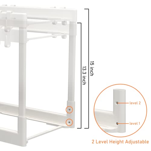 CAXXA 2 Tier Under Sink Cabinet Organizer Slide-Out Storage Drawer with Hooks for Kitchen, Bathroom,Vanity Counter (Clear)