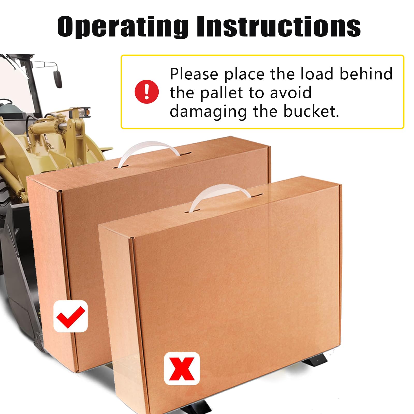 Atatod Heavy Duty Clamp on Pallet Forks w/Adjustable Stabilizer Bar -60" 4000lbs Max- Pallet Forks Clamp On for Tractor Bucket (60inch Total Length)