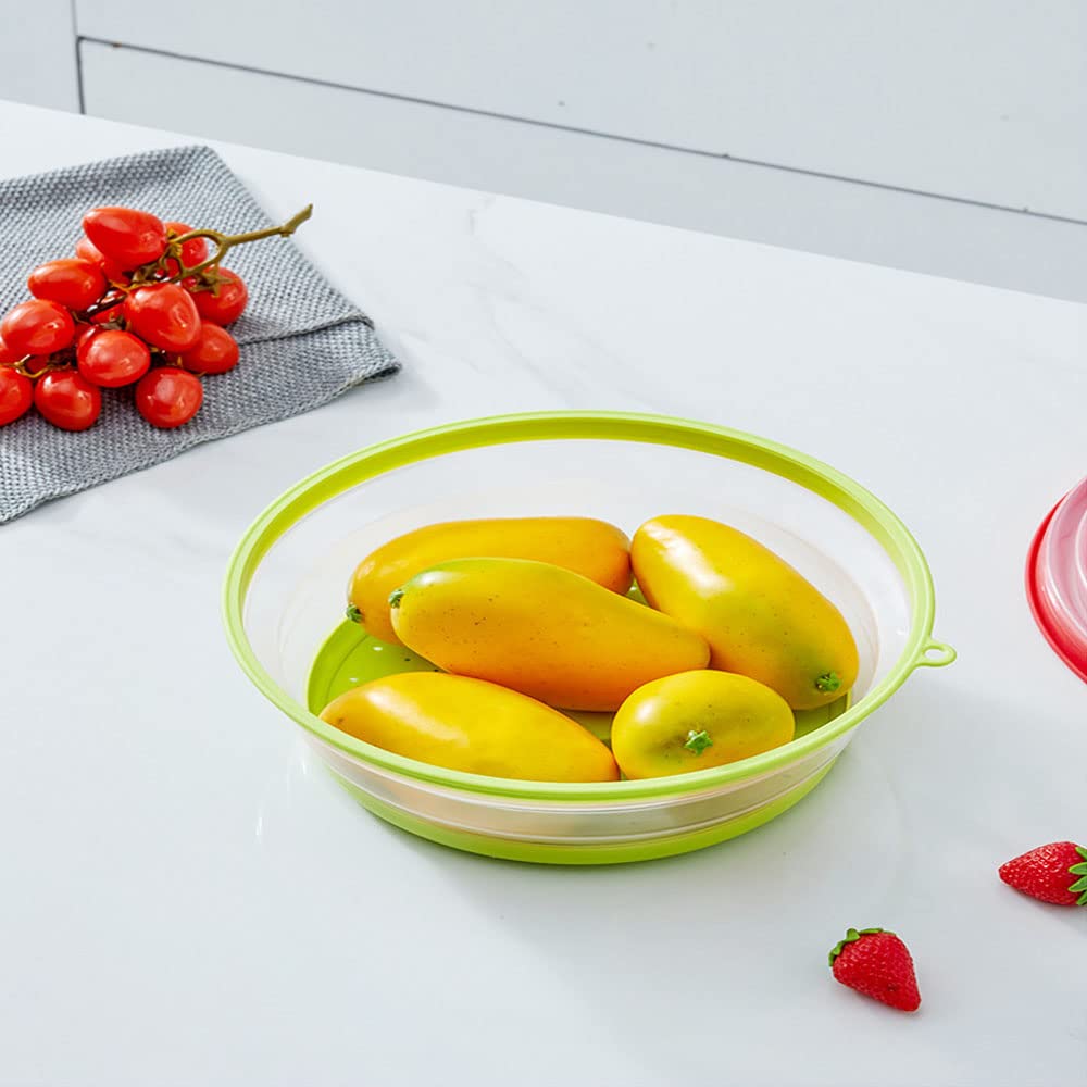 Collapsible Microwave Splatter Cover For Food With Silicone Mats, 10.5 Inch, Dishwasher-safe, Microwave Plate Cover With Steam Vent,BPA-Free Silicone & Plastic (2 PCS,blue & red)