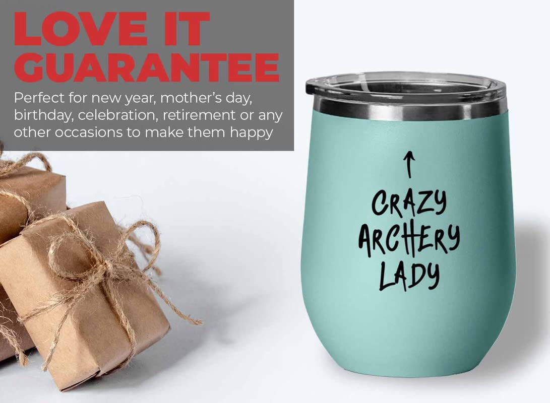 Archery Teal Edition Wine Tumbler 12oz - Archery Lady A - Funny Gift For Archery Coach Athlete Hunt Target Shot Trainer Arrow Bow Sport