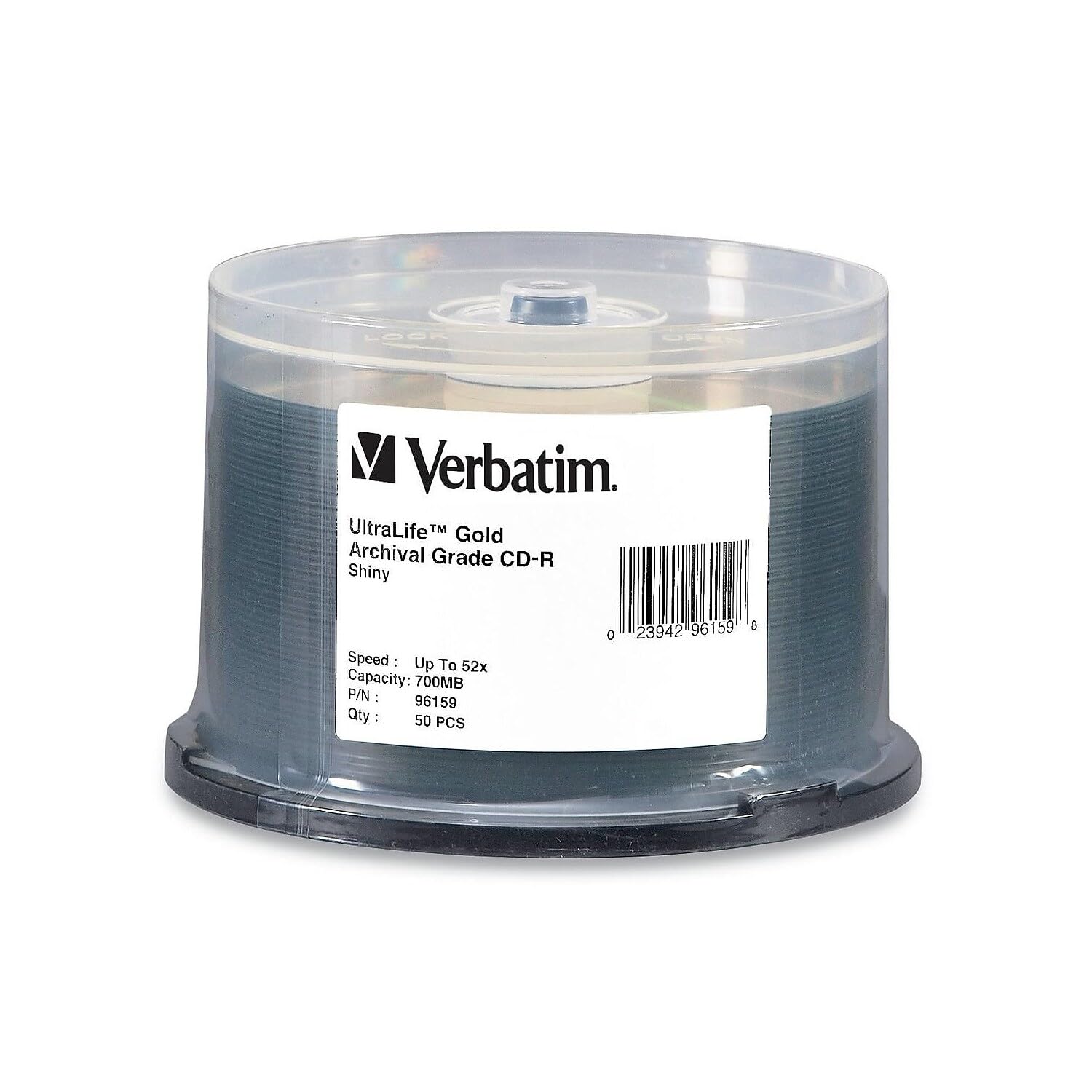 UltraLife Gold Verbatim 96159 Archival Grade CD-R w/Branded Surface 700MB 52X, 50/PK Spindle