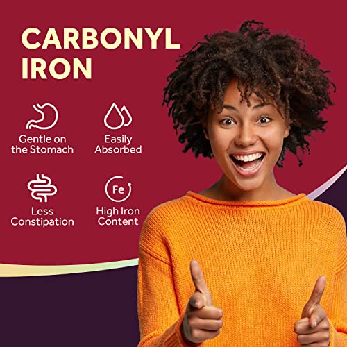 Doctor’s Recipes Iron 65 mg Carbonyl Iron with Vitamin C, Maximized Absorption Easy on The Stomach, Red Cells Formation, Blood, Heart, Brain, Muscle & Immunity Health, Vegan Non-GMO 60 Tablets