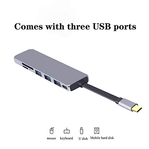 XUNMAIFHB Portable Docking Station,Type-C HUB Adapter Laptop Dock Type C PD Charging, SD/TF Card Slot, USB3.03 Fast Transmission