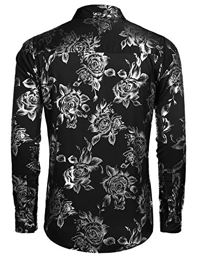 COOFANDY Mens Rose Shirt Long Sleeve Dress Shirt Button Down Casual Slim Fit