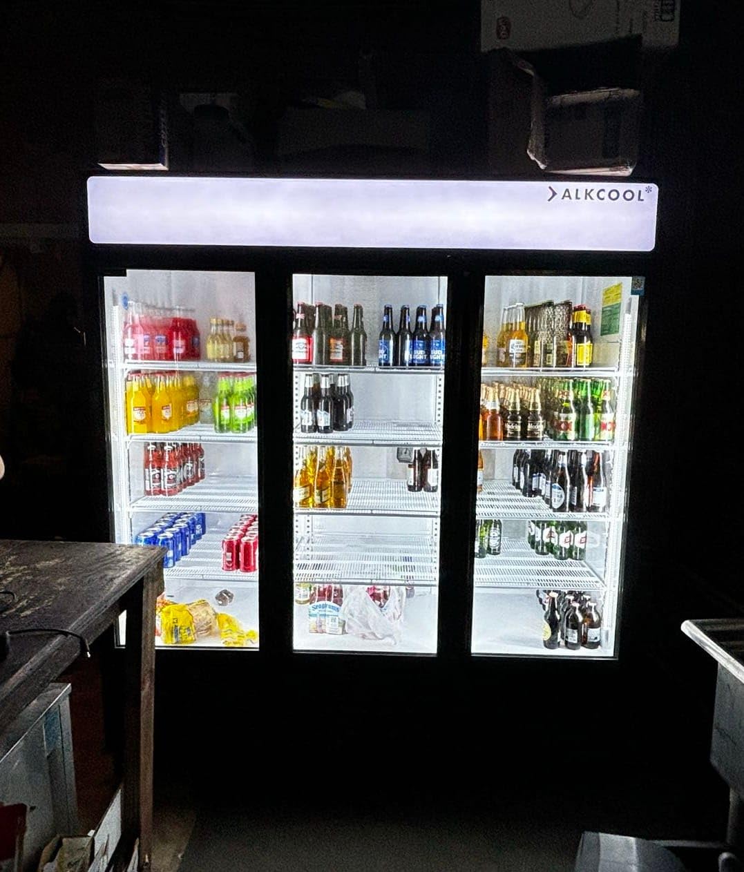 Commercial Beverage Refrigerator Display Fridge,63.5 Cu Ft Three Glass Door Upright Merchandiser Drink Cooler with LED Light Adjustable Shelves,ETL and NSF Approval,Grey