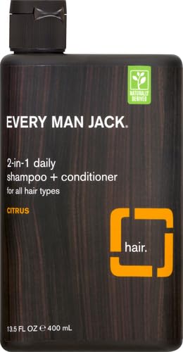 Every Man Jack Daily Shampoo, Citrus, 13.5-ounce (Pack of 1), 91306