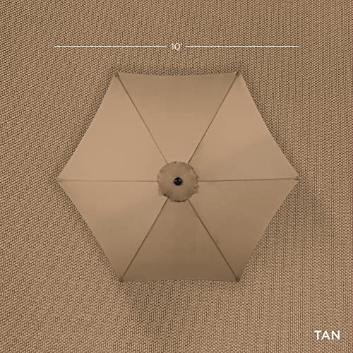 Best Choice Products 10ft Outdoor Steel Polyester Market Patio Umbrella w/Crank, Easy Push Button, Tilt, Table Compatible - Tan