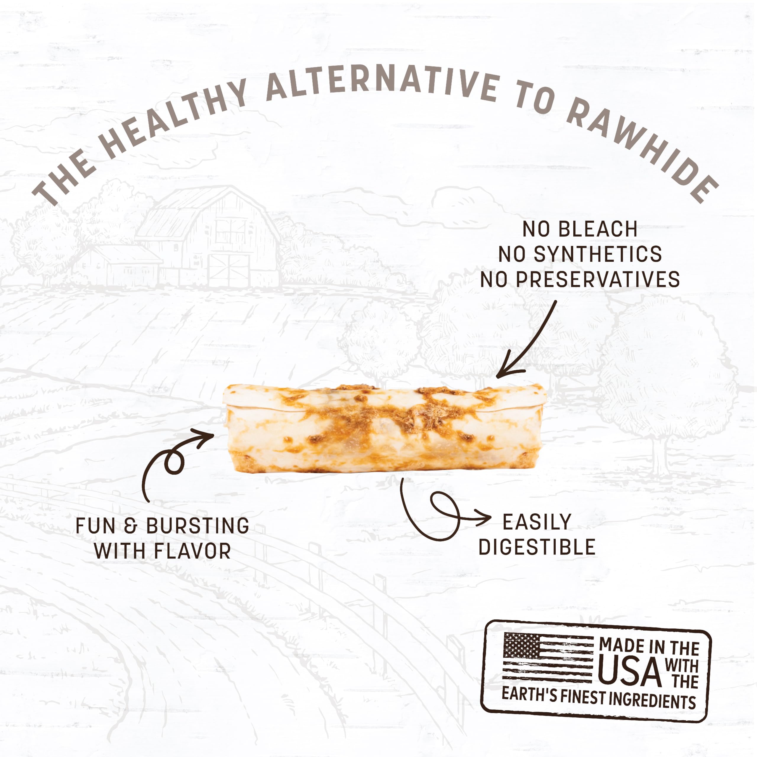 Earth Animal No Hide Small Long Lasting Dog Chew Rolls, Salmon, 2 Count Pack of 3