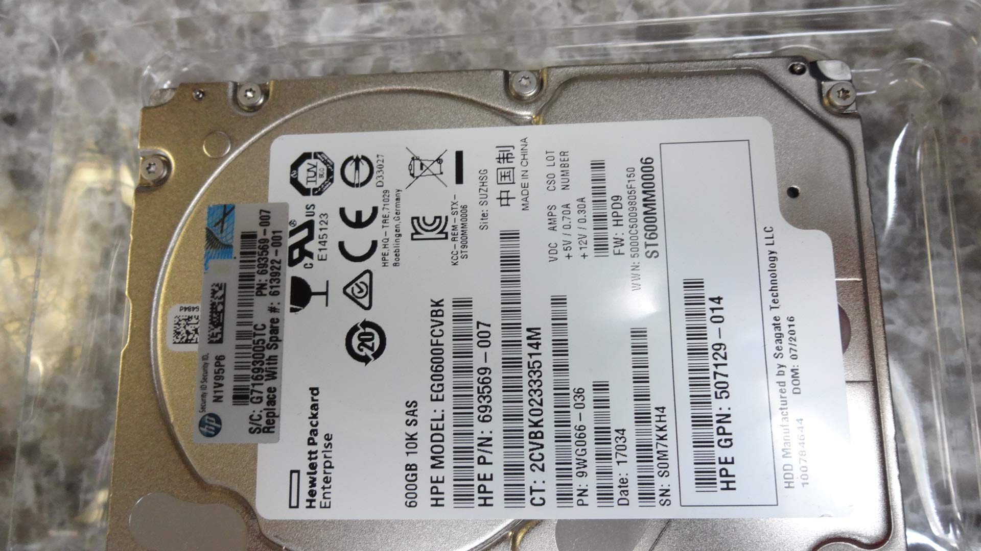 HP EG0600FCVBK 600GB 10K RPM SAS HDD