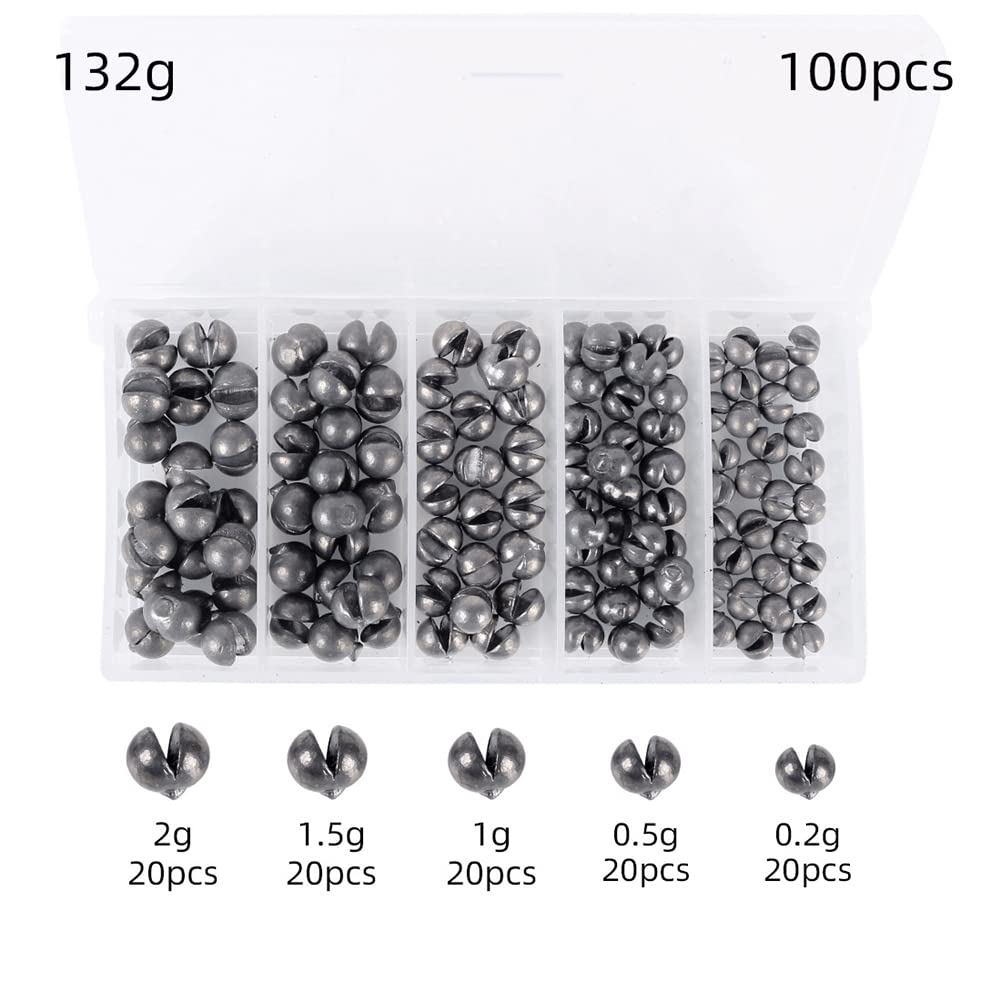 Awakingdemi 100pcs 138g 132g Round Split Shot Fishing Weights Assortment Set Removable Sinkers Drop Fishing Tackle Accessories