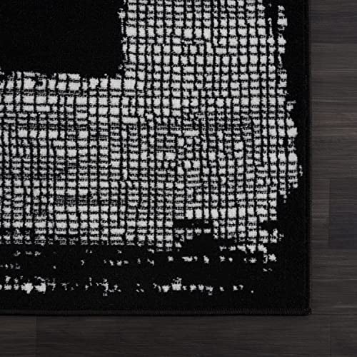 CAMILSON Bordered Black Rug 8x10 Area Rugs for Living Room Bedroom Kitchen Modern Soft Stain Resistant Non-Shedding Indoor Carpet (8 x 10 Black and Cream)