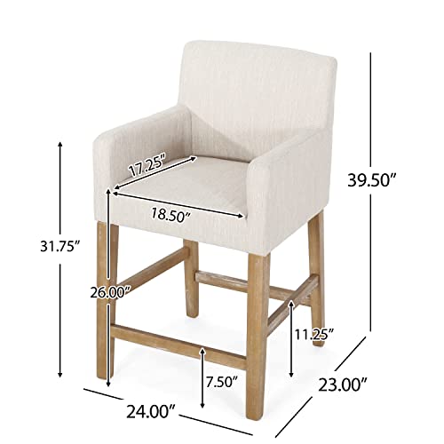 Christopher Knight Home Armga Upholstered 26 inch Counter Stool - Beige/Weathered Brown