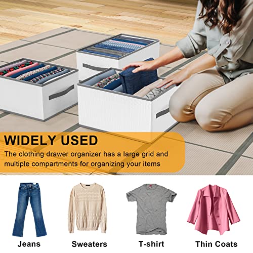Clothes Organizer Drawer,Closet Dividers Box For Clothes Storage , 12 Compartments Foldable Drawer Organizer with Handles, Fabric Closet and Storage Basket for T-shirts, Jeans, Underwear,Grey(12 Grid)