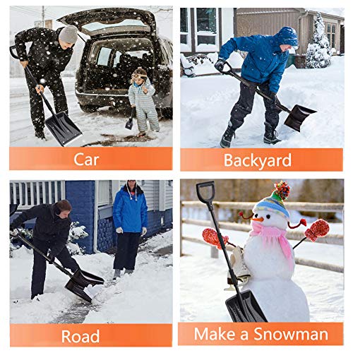 Elefama 3-in-1 Snow Shovel Kit for Car Emergency Driveway Snow Removal with Ice Scraper and Snow Brush Window Windshield Portable Collapsible Snow Shovel for Backyard Trucks SUV Deck Stairs