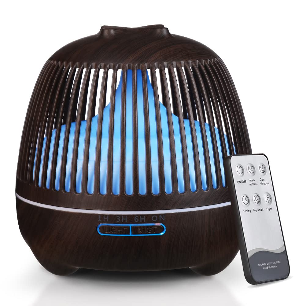 Aromatherapy Essential Oil Diffuser Humidifier: LaAria Ultrasonic Cool Mist Aroma Diffuser 550ml Electric Auto-Off Scent Air Vaporizer with 7 Color Lights for Home Office