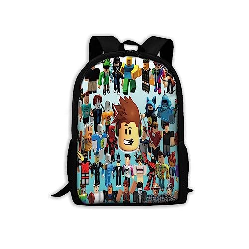 CNLAUKY Gamer Backpack 17 Inch, Anime Backpack Large Capacity Travel Backpacks Light Schoolbag for Boys Girls Camping Hiking (Blue)